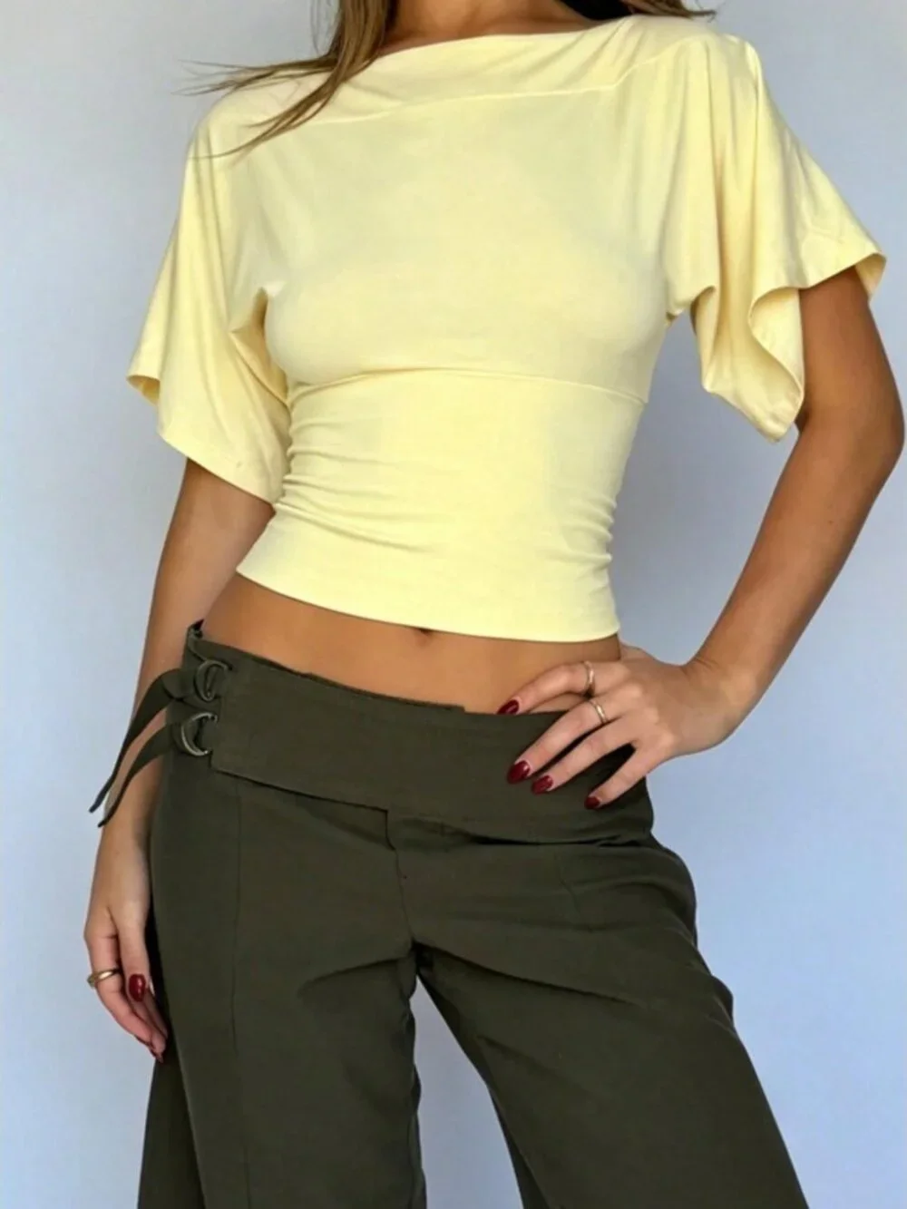 Tops | Yellow Casual Womens Batwing Boat Neck Top | Poshmark